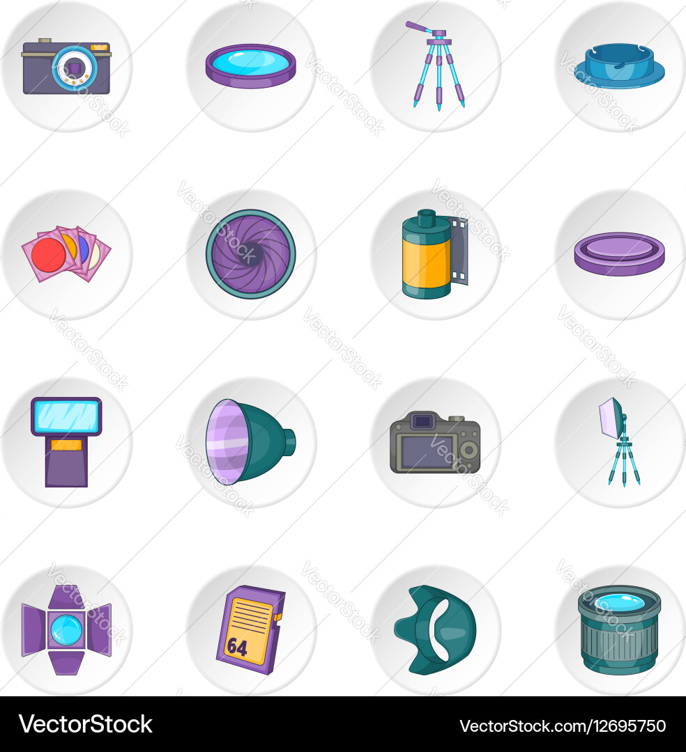 Photo studio icons set Royalty Free Vector Image