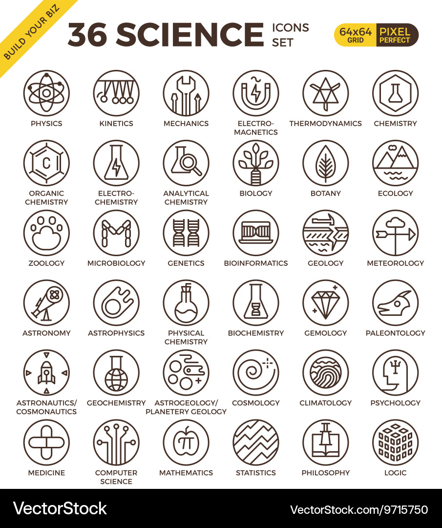 Science education badge pixel perfect outline Vector Image