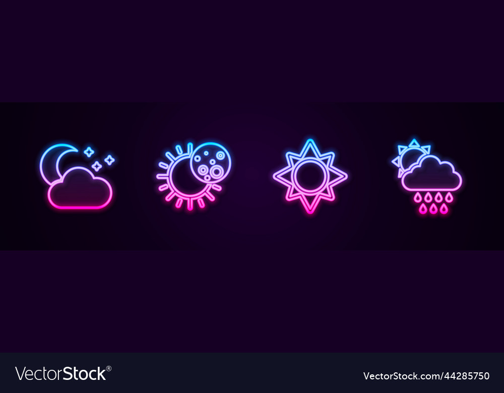 Set line cloud with moon and stars eclipse Vector Image Set line cloud with moon and stars eclipse Vector Image
