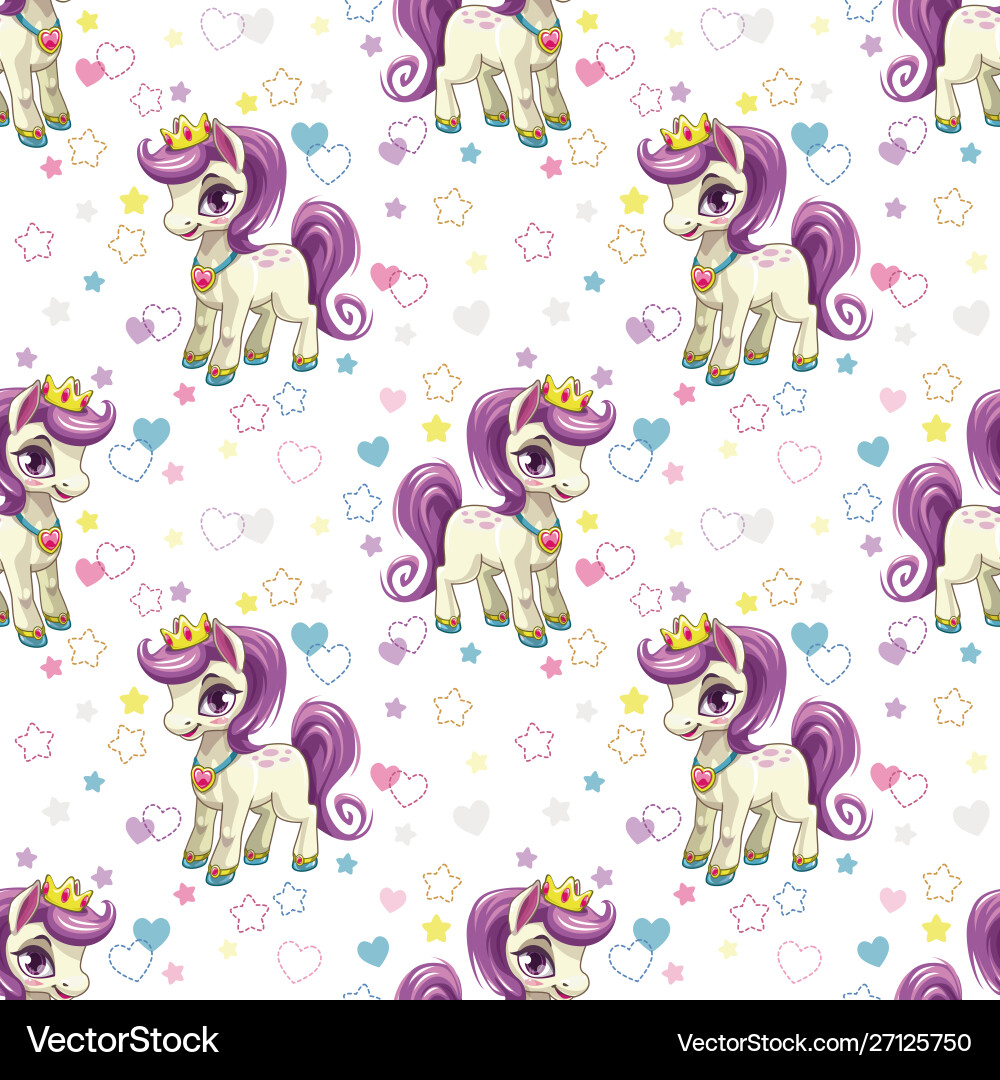 Sweet pony print seamless pattern with cute Vector Image