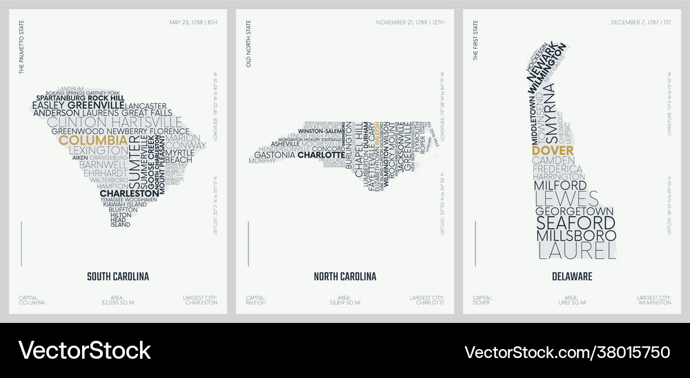 Typography composition city names silhouettes Vector Image