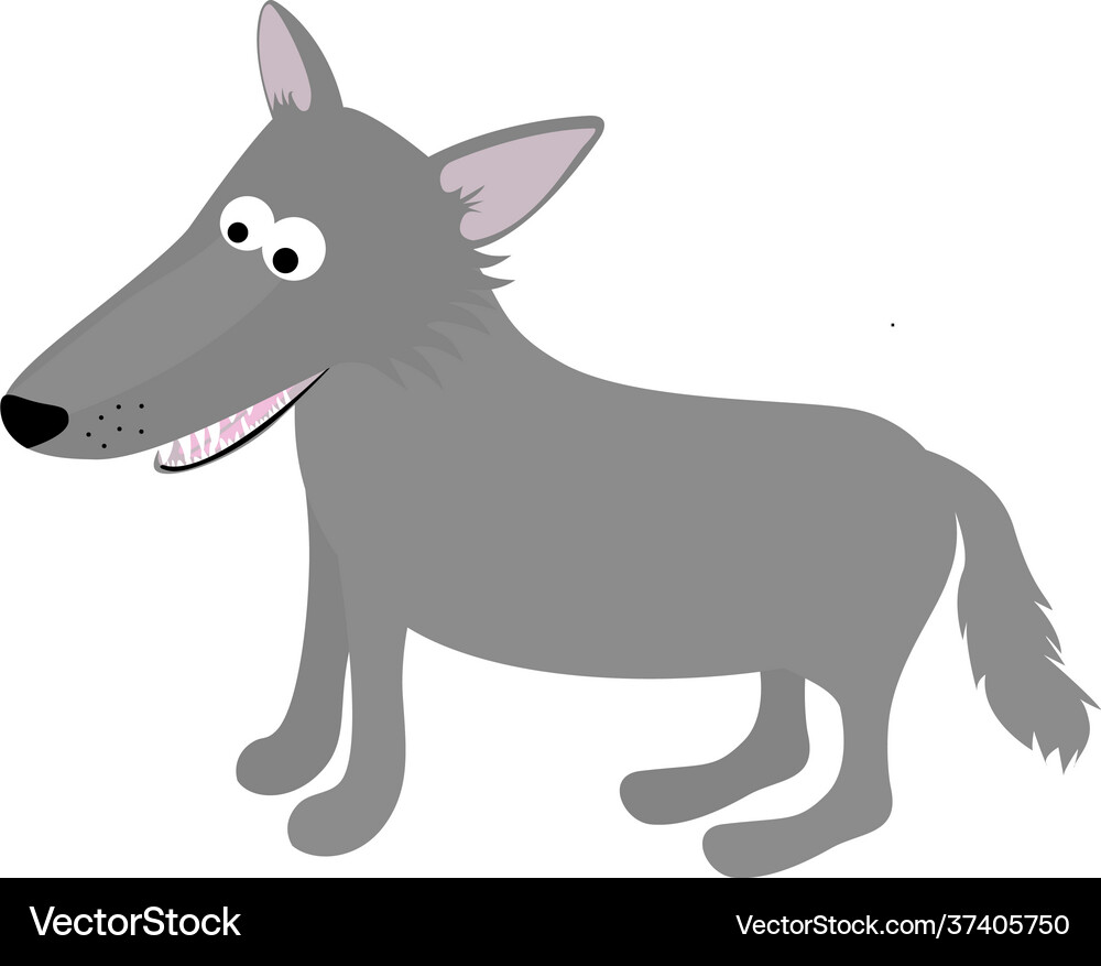 Wolf in cartoon style flat isolated 2d Royalty Free Vector