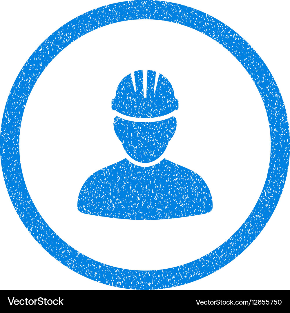 Worker person rounded icon rubber stamp Royalty Free Vector