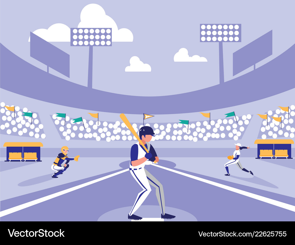 Baseball sport stadium scene Royalty Free Vector Image