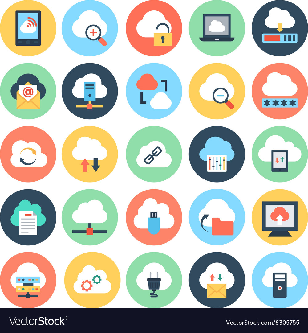 Cloud computing icons 1 Royalty Free Vector Image