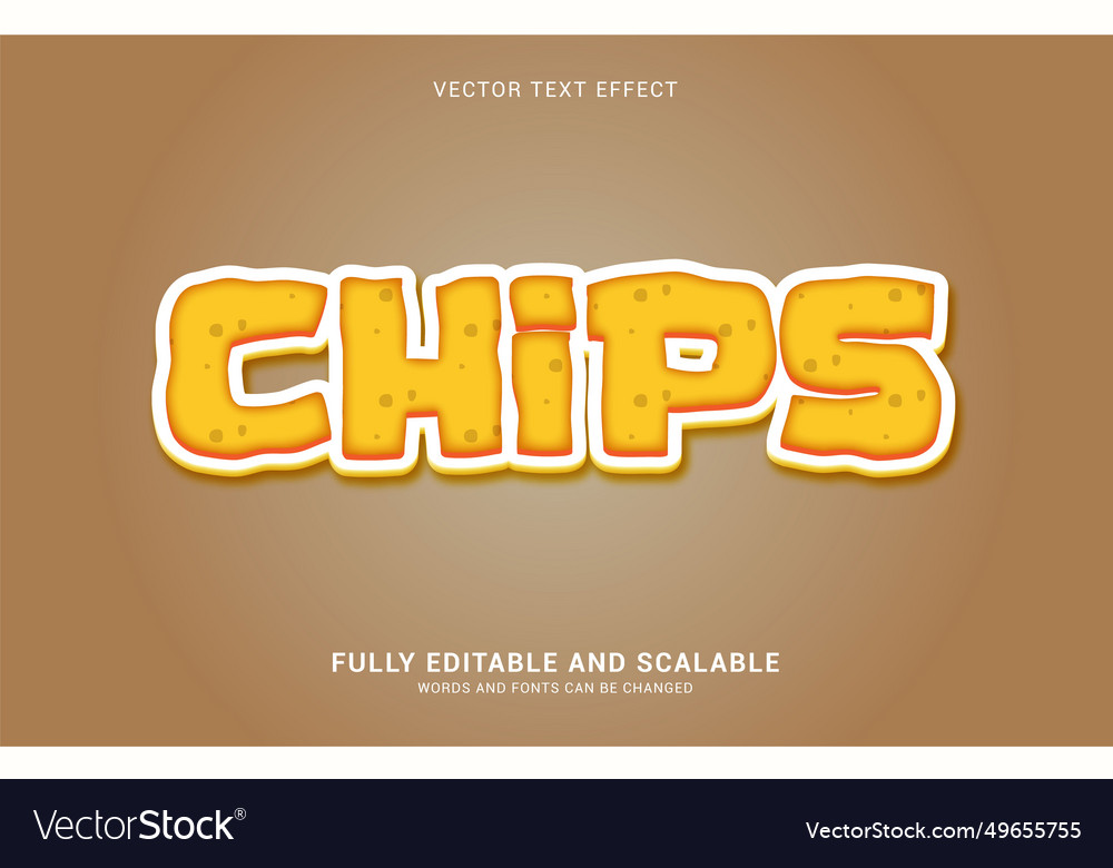 Editable text effect chips style Royalty Free Vector Image