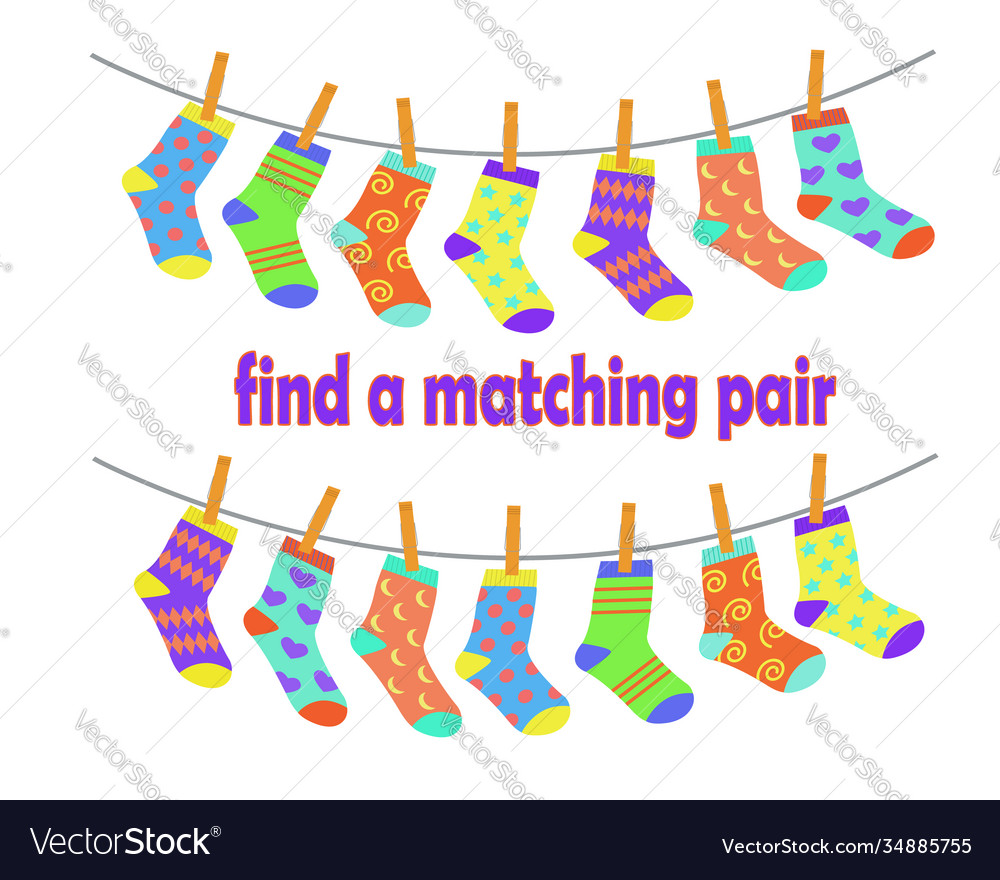 Find a pair matching socks children education Vector Image