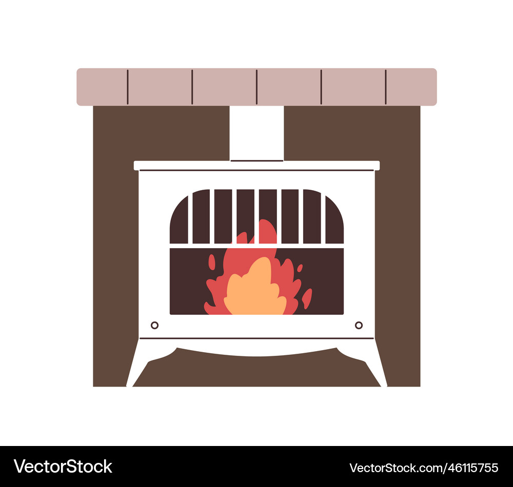 Fire flames in fireplace cozy home fireside Vector Image