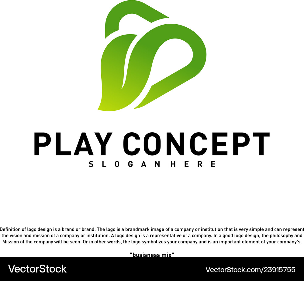 Green play logo design concept nature Royalty Free Vector