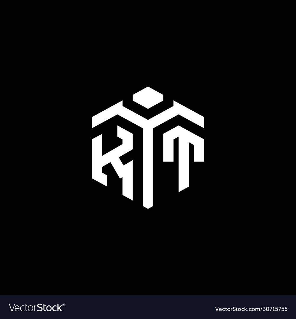 Kt monogram logo with abstract hexagon style Vector Image Kt monogram logo with abstract hexagon style Vector Image