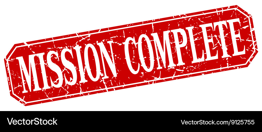 Mission complete red square vintage grunge Vector Image