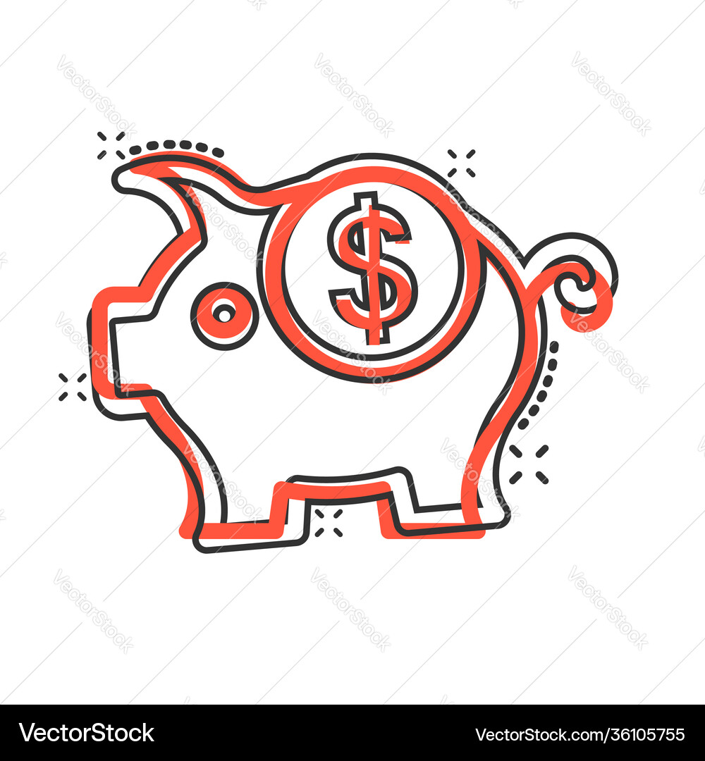 Money box icon in comic style pig container Vector Image