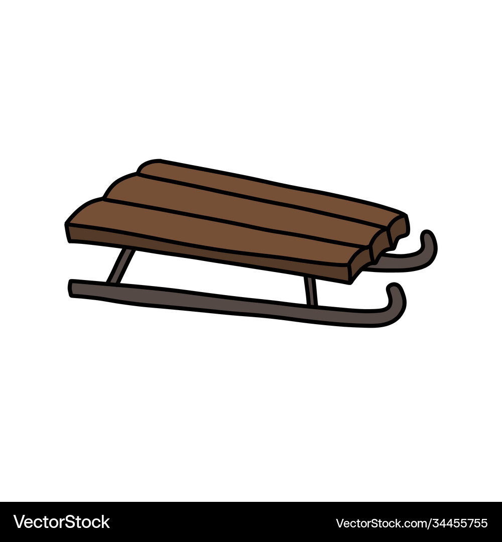 Sled sleigh doodle icon color Royalty Free Vector Image