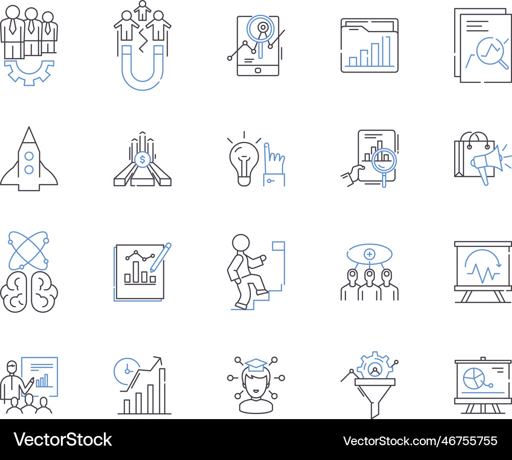 Strategy planning outline icons collection Vector Image