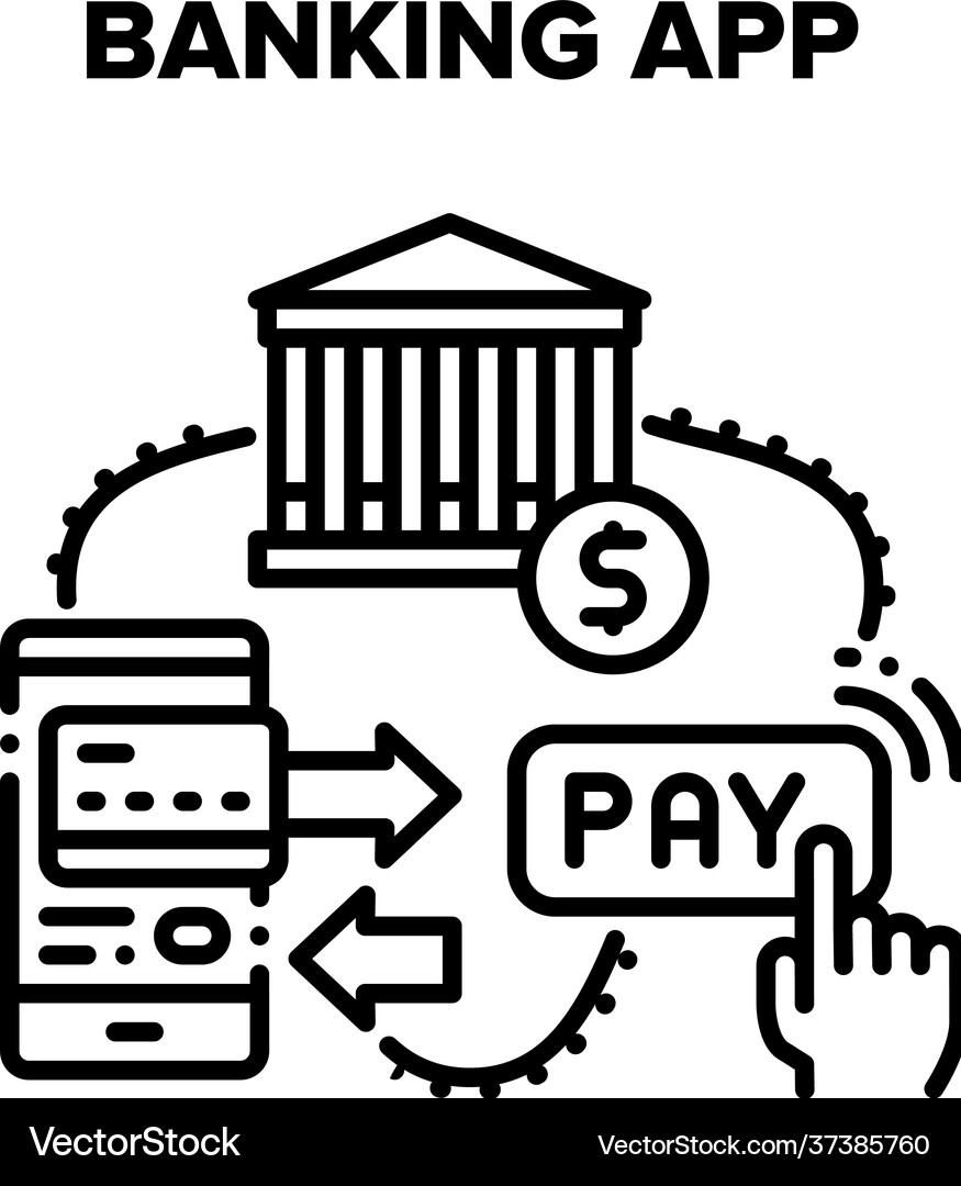 Banking app black Royalty Free Vector Image - VectorStock