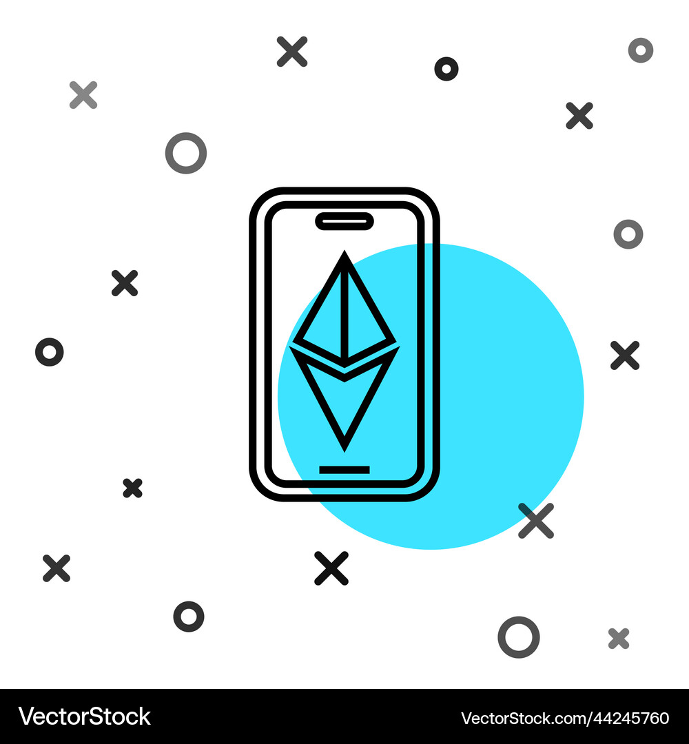 Black line cryptocurrency coin ethereum eth icon Vector Image