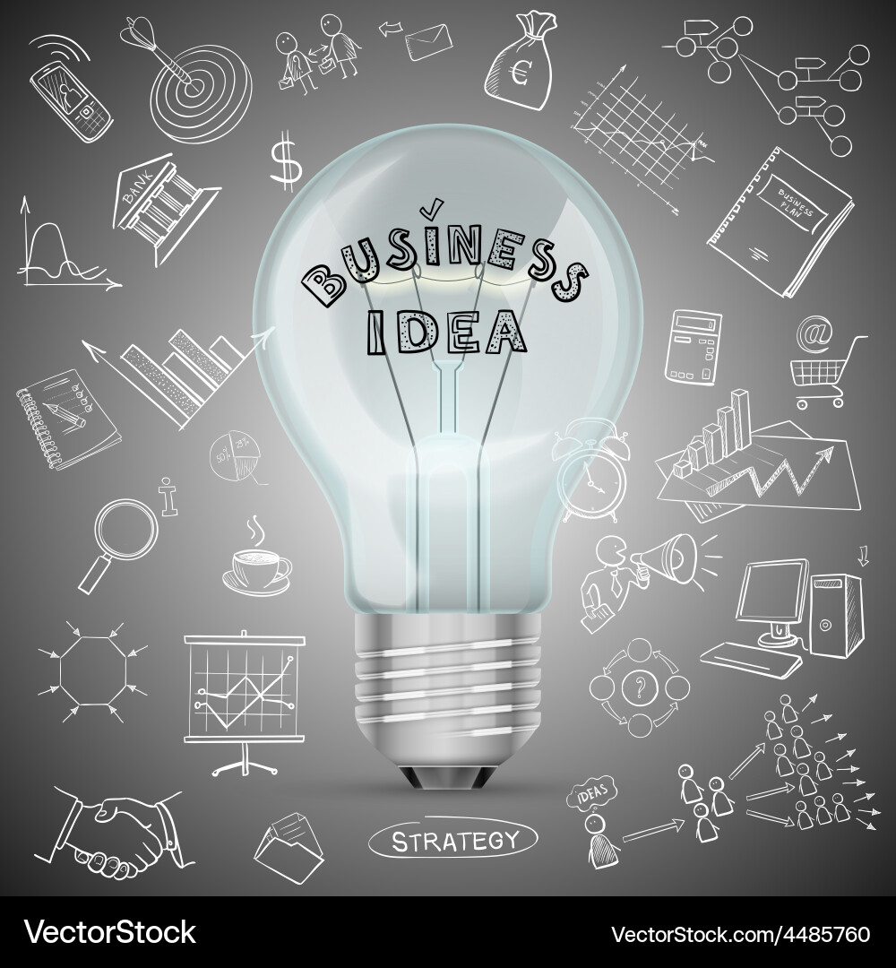 Bulb with drawing business success strategy plan Vector Image