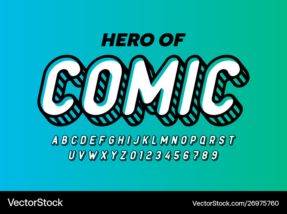 Comics hero style font design alphabet letters Vector Image
