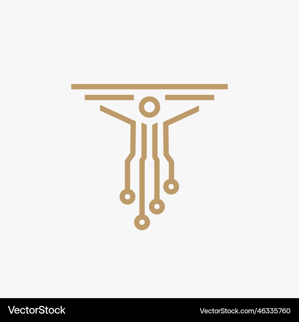 Human people law pillar tech technology logo icon Vector Image