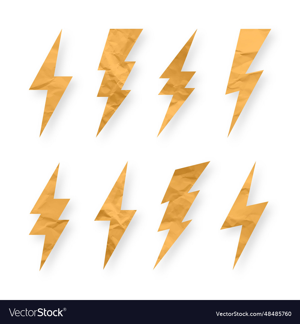 Lightning bolt crumpled paper texture cardboard Vector Image