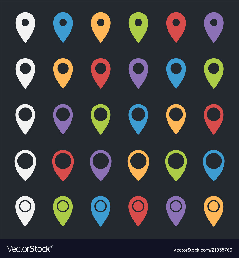 Set map pointers colorful pin icons location Vector Image