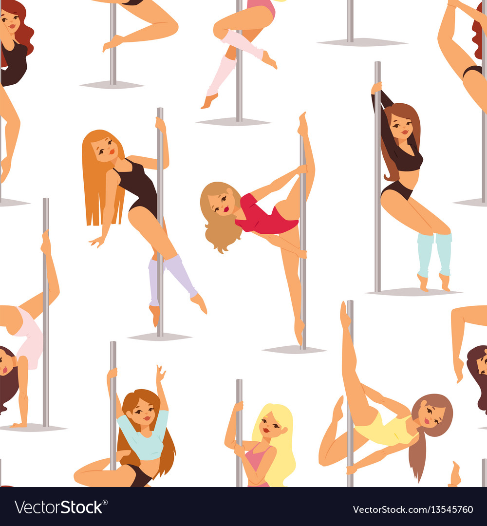 Set Of Pole Dance Women Cartoon Style Isolated On Vector Image