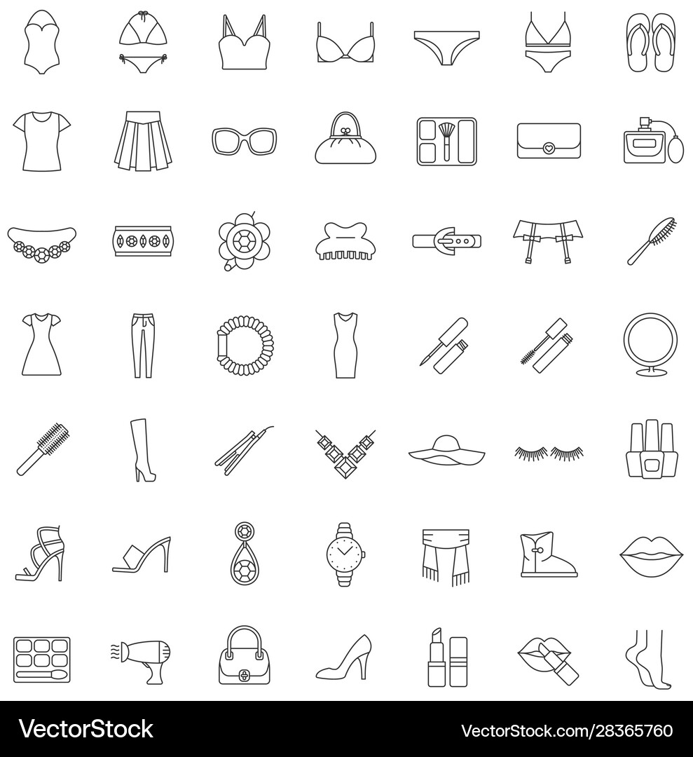 Women accessories linear icons set Royalty Free Vector Image