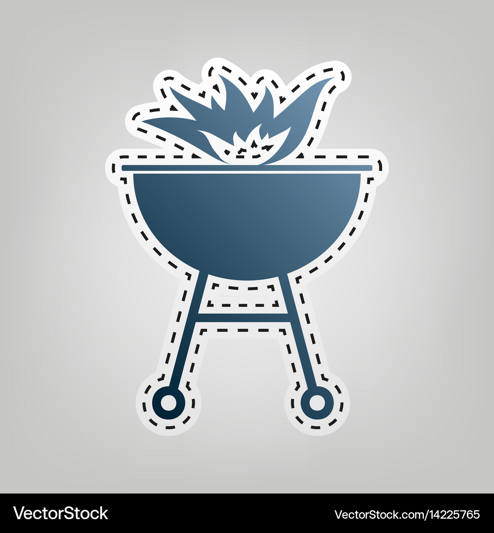 Barbecue with fire sign blue icon Royalty Free Vector Image