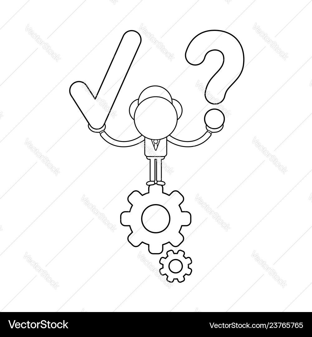 Businessman character standing on gears Royalty Free Vector
