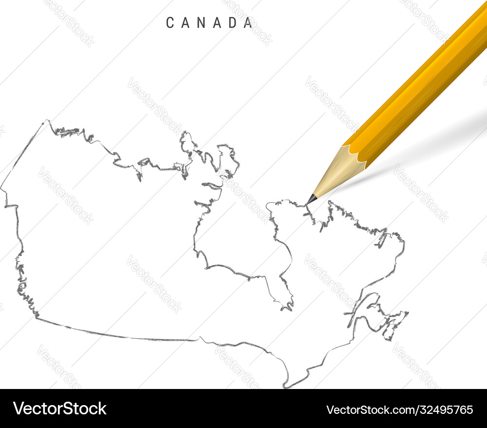 Canada freehand sketch outline map isolated Vector Image