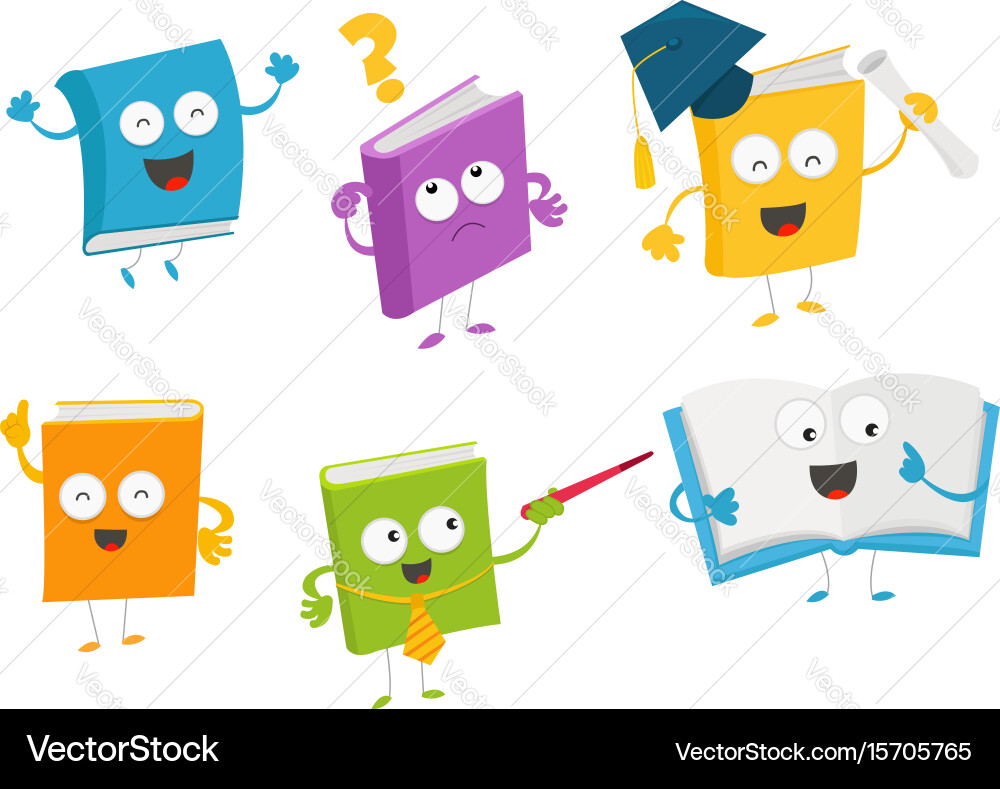 Collection of book characters Royalty Free Vector Image