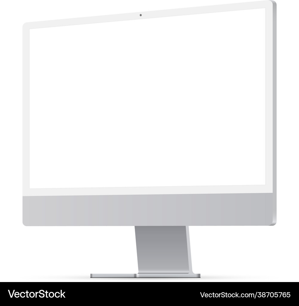 Computer monitor silver mockup with blank screen Vector Image