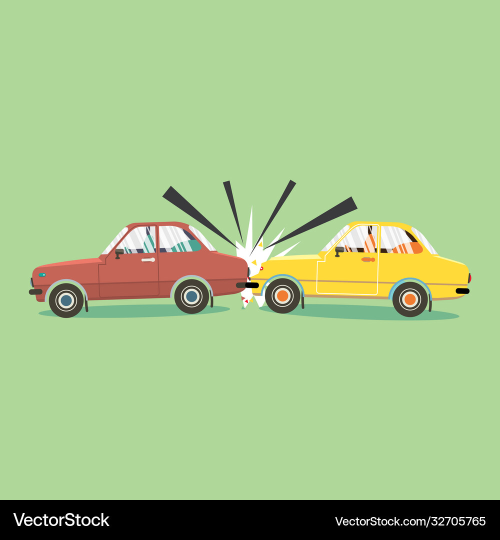 Flat design car accident 0n road i Royalty Free Vector Image