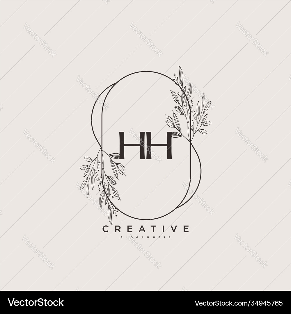 Hh beauty initial logo art handwriting Royalty Free Vector