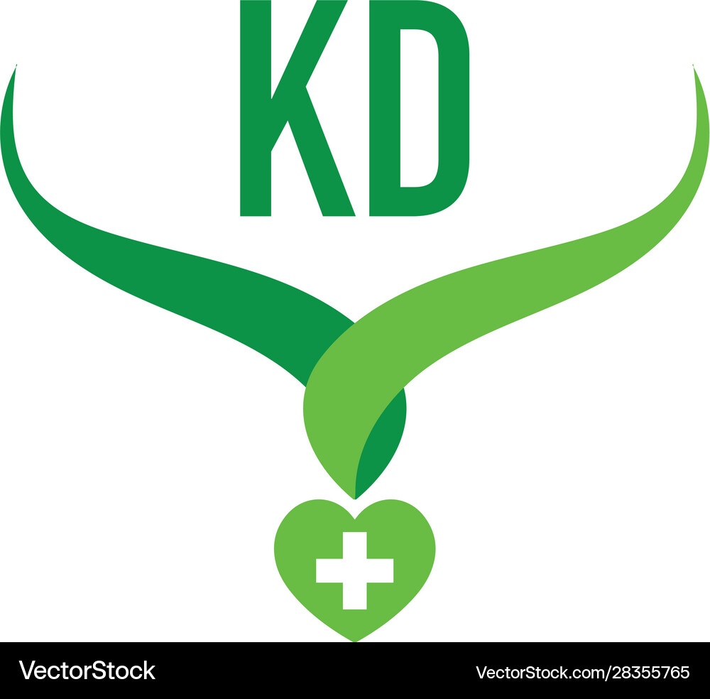 Initial letter kd creative health green logo Vector Image