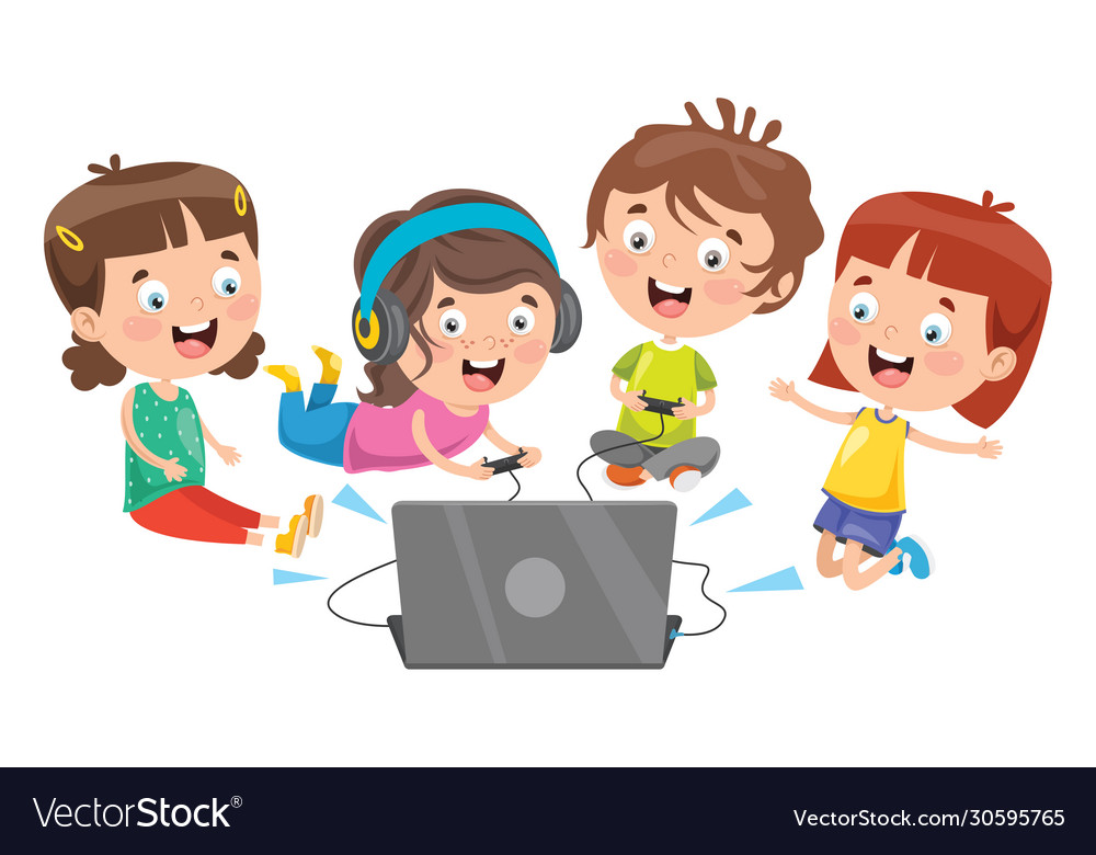 Kid using technology Royalty Free Vector Image