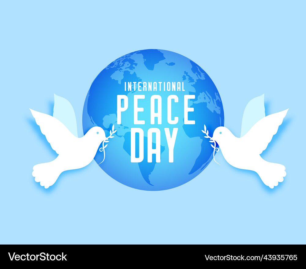 Nice peace day banner with dove and globe design Vector Image