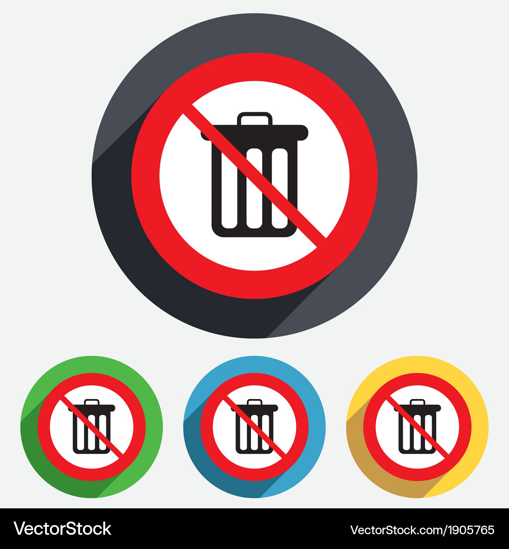 No recycle bin sign icon symbol Royalty Free Vector Image