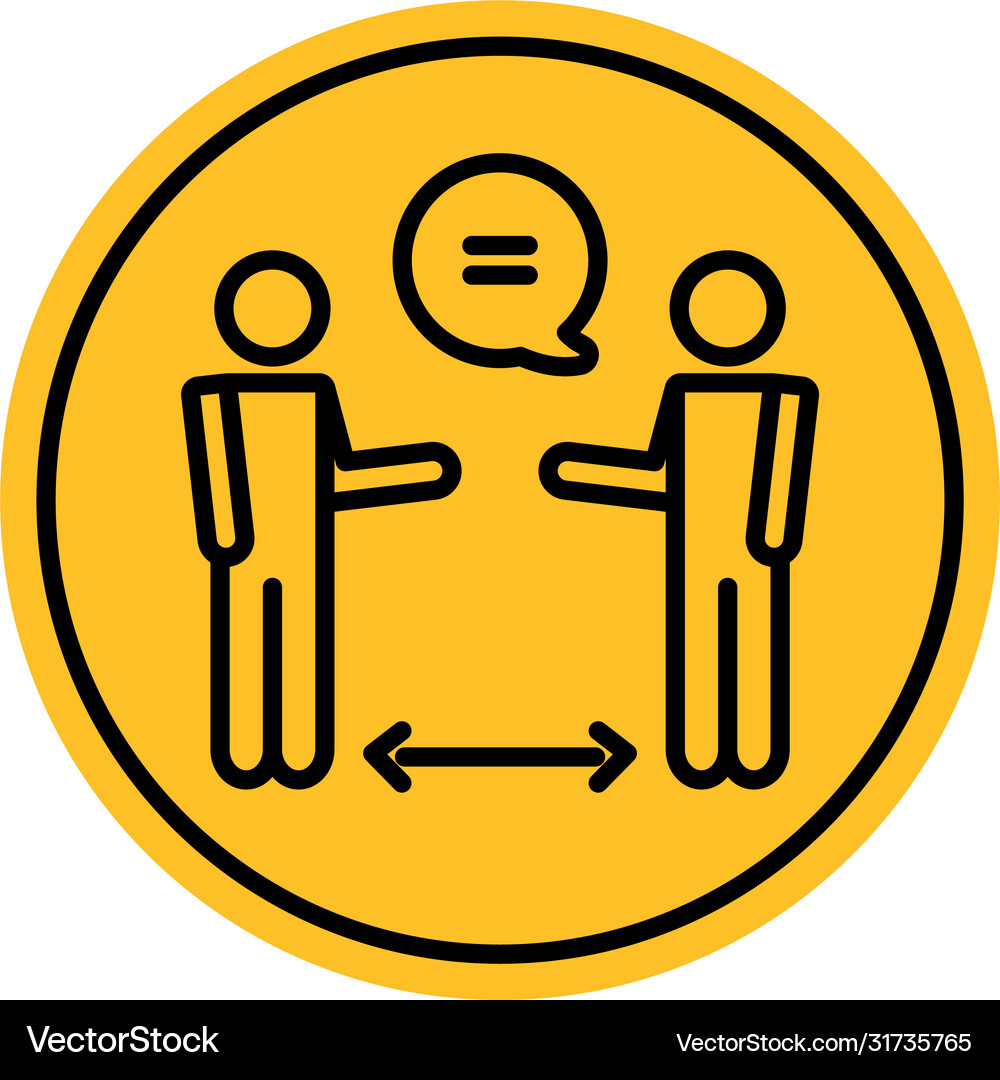 Social distancing concept pictograph men talking Vector Image