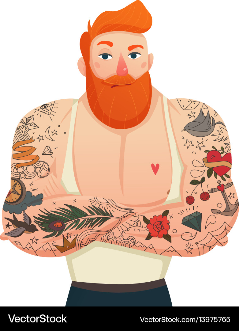 Tattooed man isolated figurine Royalty Free Vector Image