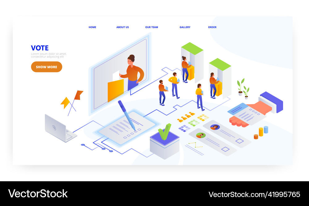 Vote landing page design website banner Royalty Free Vector