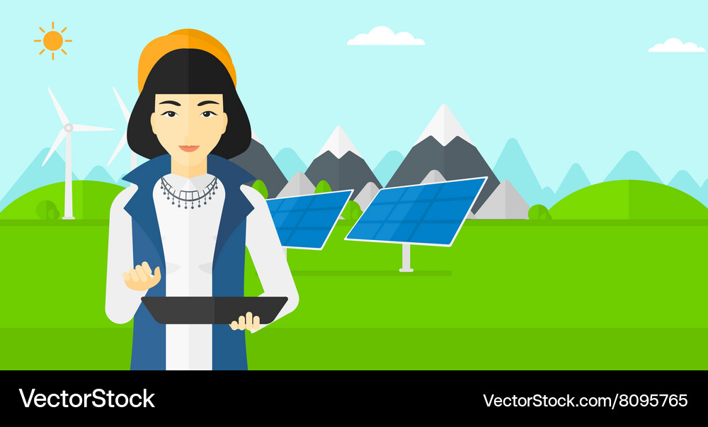 Woman using tablet computer Royalty Free Vector Image