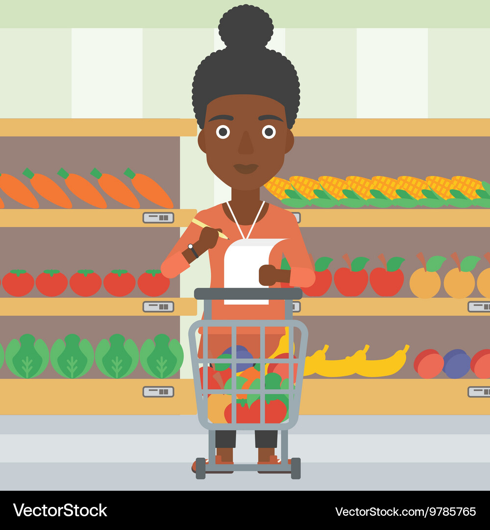 Woman with shopping list Royalty Free Vector Image