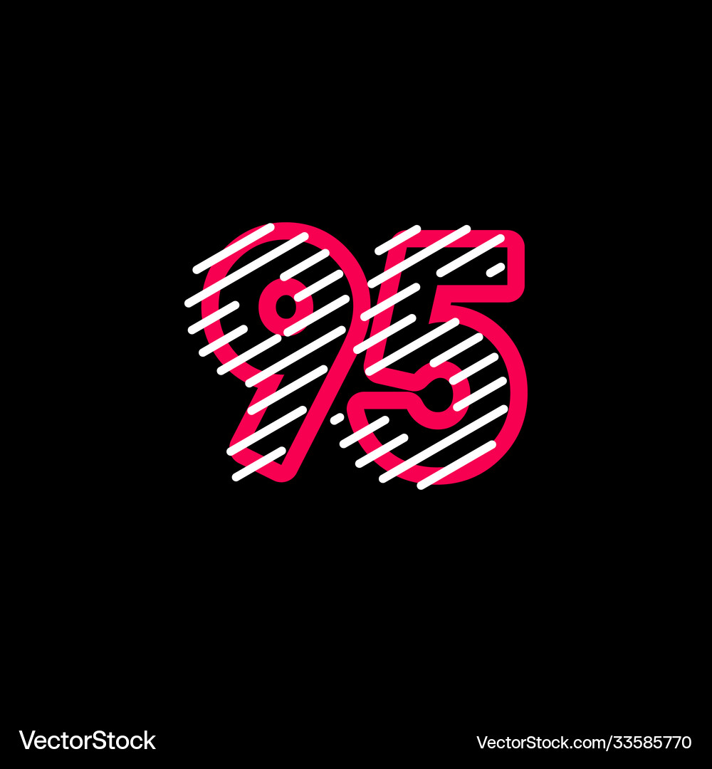 95 years anniversary line design logo template Vector Image