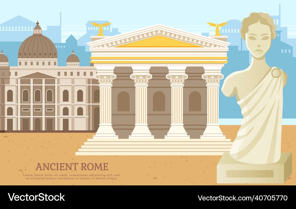 Ancient roman pantheon temple column building Vector Image