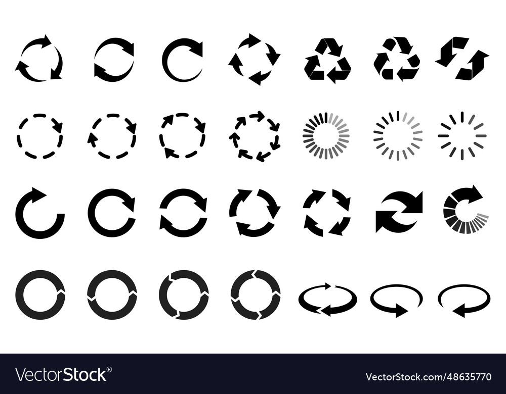 Circular arrows mega set elements in flat design Vector Image