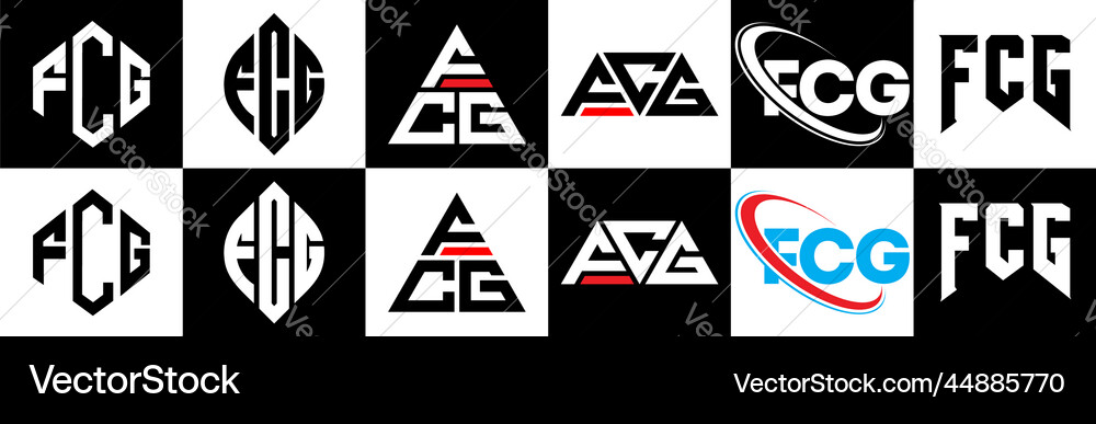 Fcg letter logo design in six style polygon Vector Image