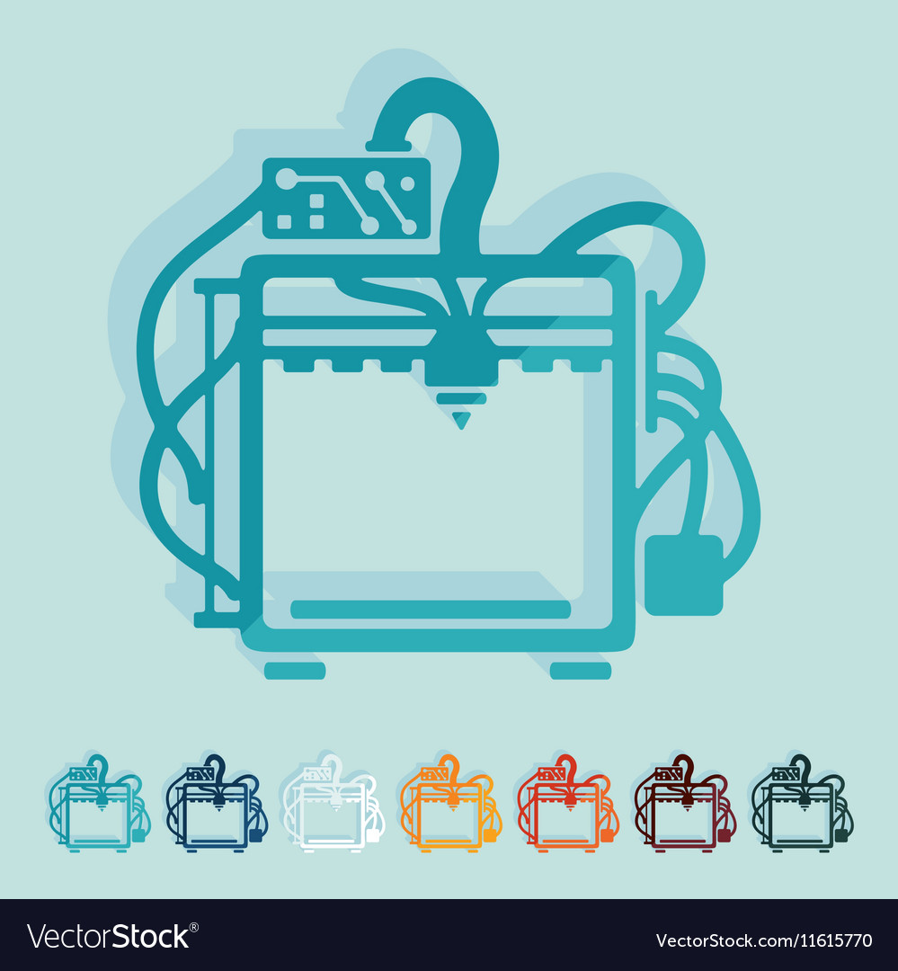 Flat design 3d printer Royalty Free Vector Image