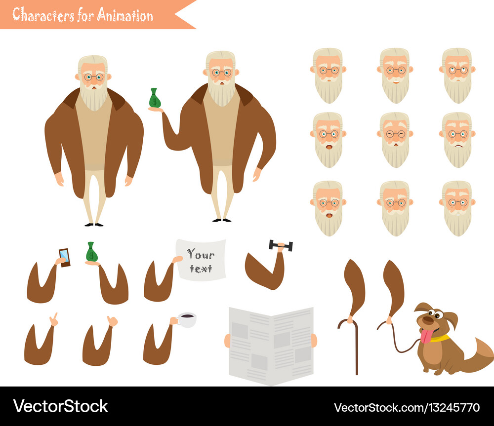Grandfather character for scenes Royalty Free Vector Image