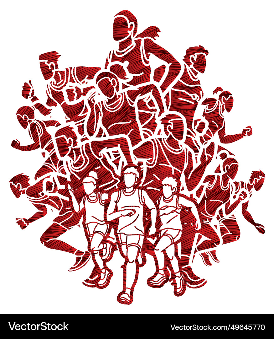 Group of people start running runner action Vector Image